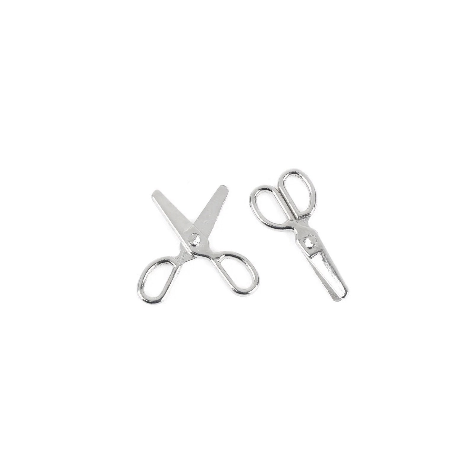 Gold / Silver - 1/6 Dollhouse Miniature Hinged Metal Scissors in Silver ...