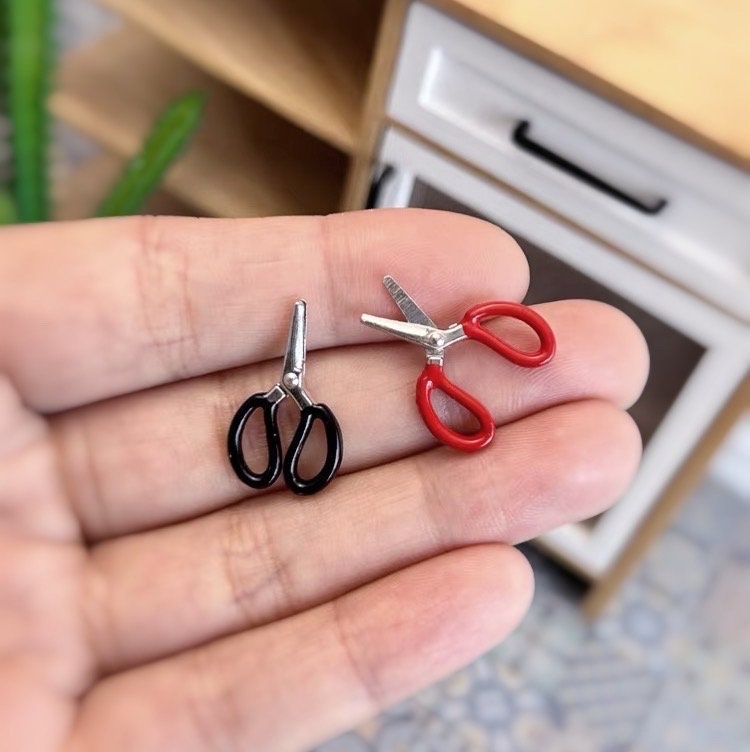 5 Colours - 1/12 1/6 Dollhouse Miniature Hinged Metal Scissors: Black ...