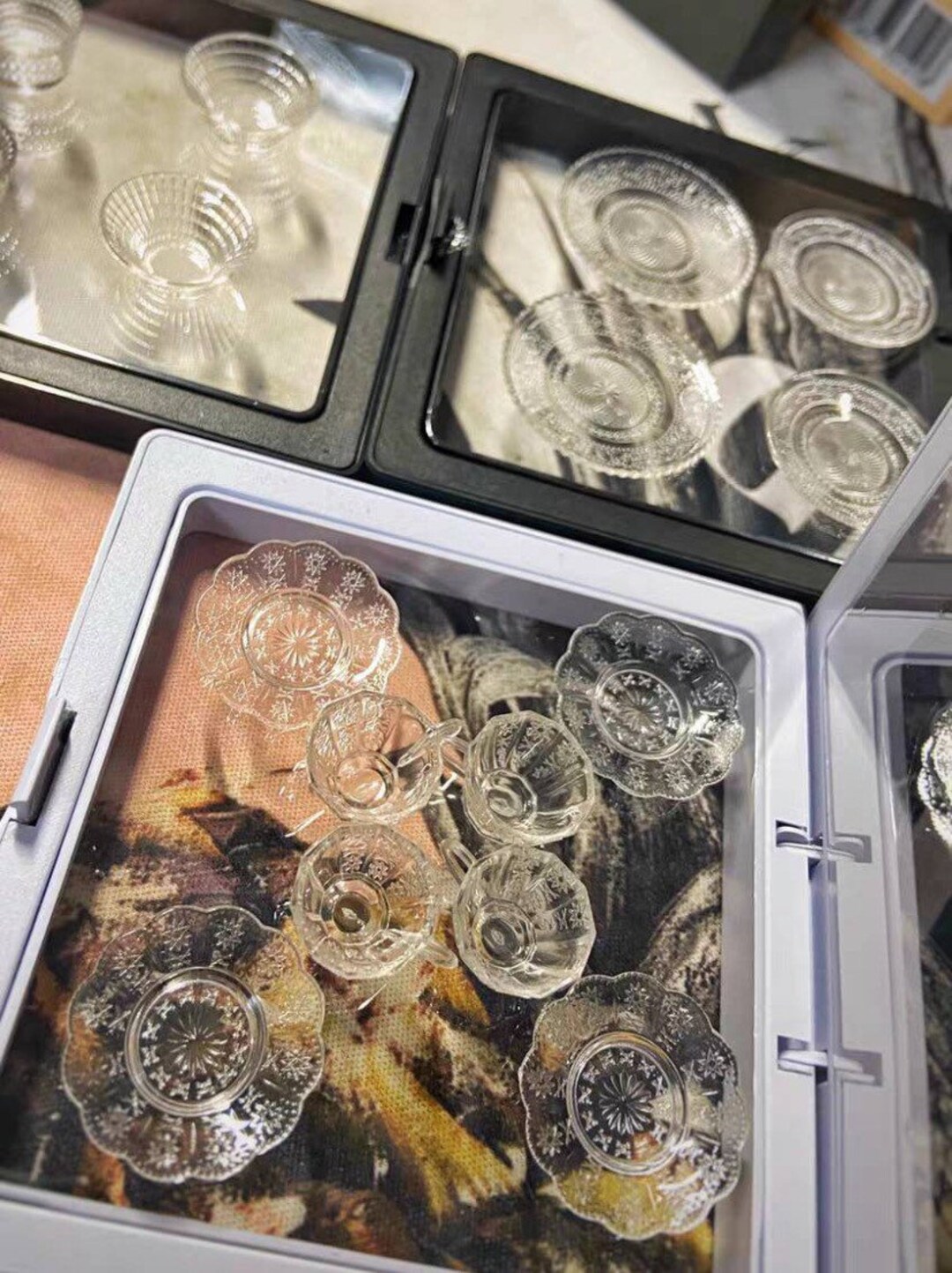 6 Colours - 1/12 1/6 Dollhouse Miniature 16-piece Depression Glass ...