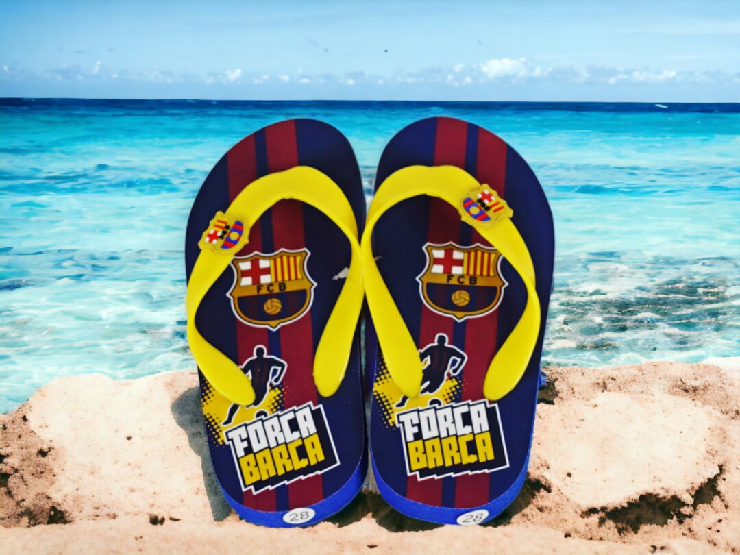FC Barcelona Children Flip Flops Non-slip Summer Fashion Breathable ...