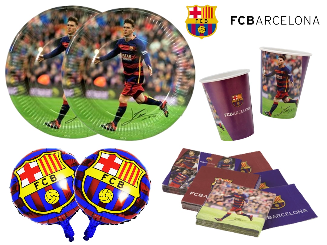 FC Barcelona Messi Party Set Birthday 47 PCS Decoration Plates Cups ...