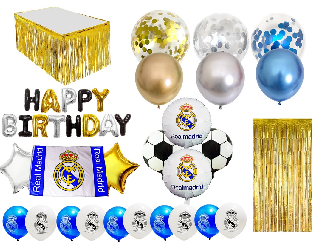 Real Madrid Party Set Birthday Supplies 50 PCS Decoration Flag Balloons ...