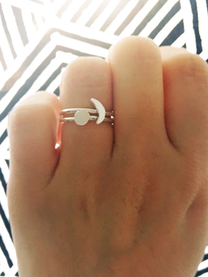 Crescent Moon Stacking Ring Eco Silver - Etsy