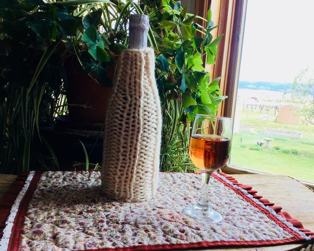 Cream Hand Knitted Large Bottle Insulated Cozy - Etsy