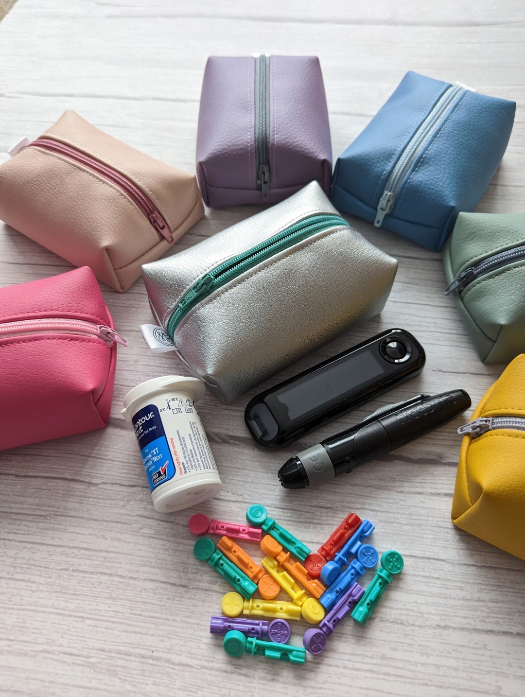 Boxy Diabetic Glucose Monitor Kit Zip Pouch for Diabetic Supplies ...