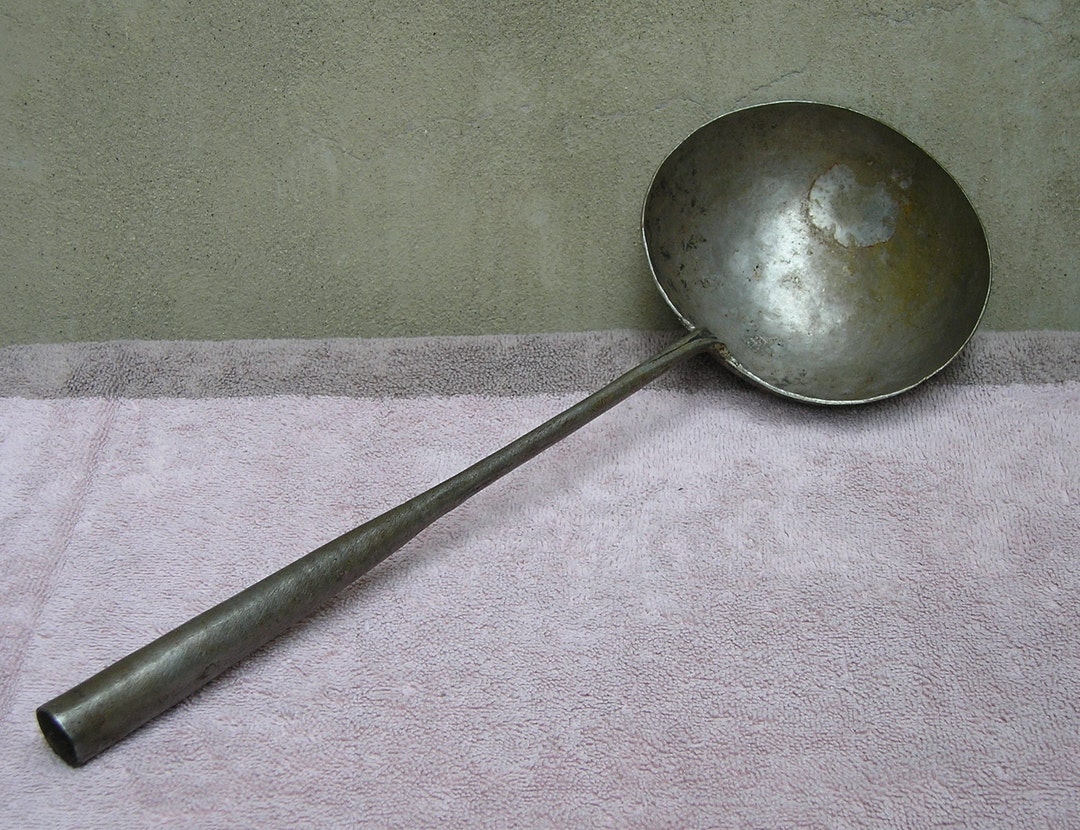 Antique Long Tapered, Hollow Handle Dipping Spoon, Maker Marked, Hand ...