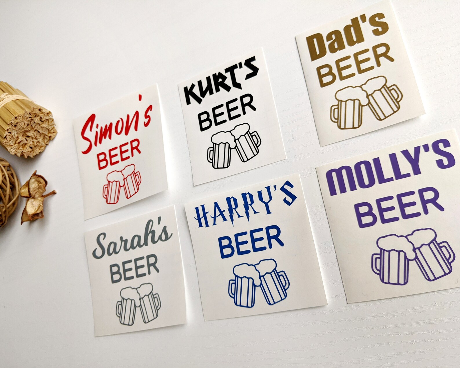 Beer glass decal Beer gift sticker Name for lager glasses | Etsy
