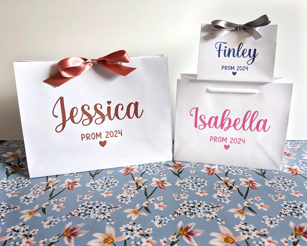Prom Gift Bags, Personalised White Bag With Ribbon, School Prom Gift - Etsy