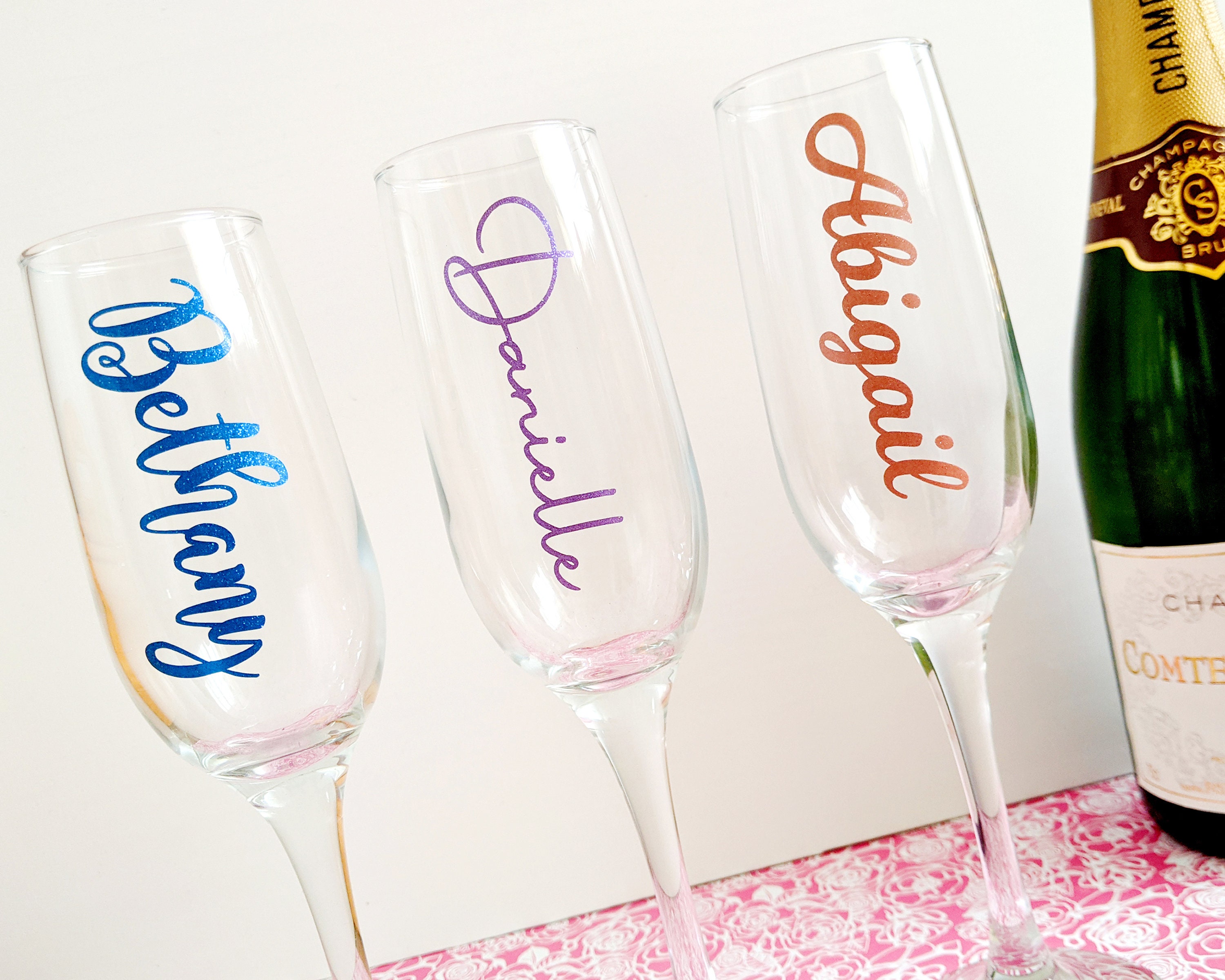Champagne Flute Decal Prosecco Glass Sticker Names for - Etsy
