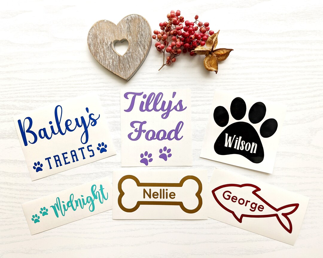 Pet Name Sticker, Dog Bowl Decal, Cat Food Sticker, Pet Storage Vinyl ...