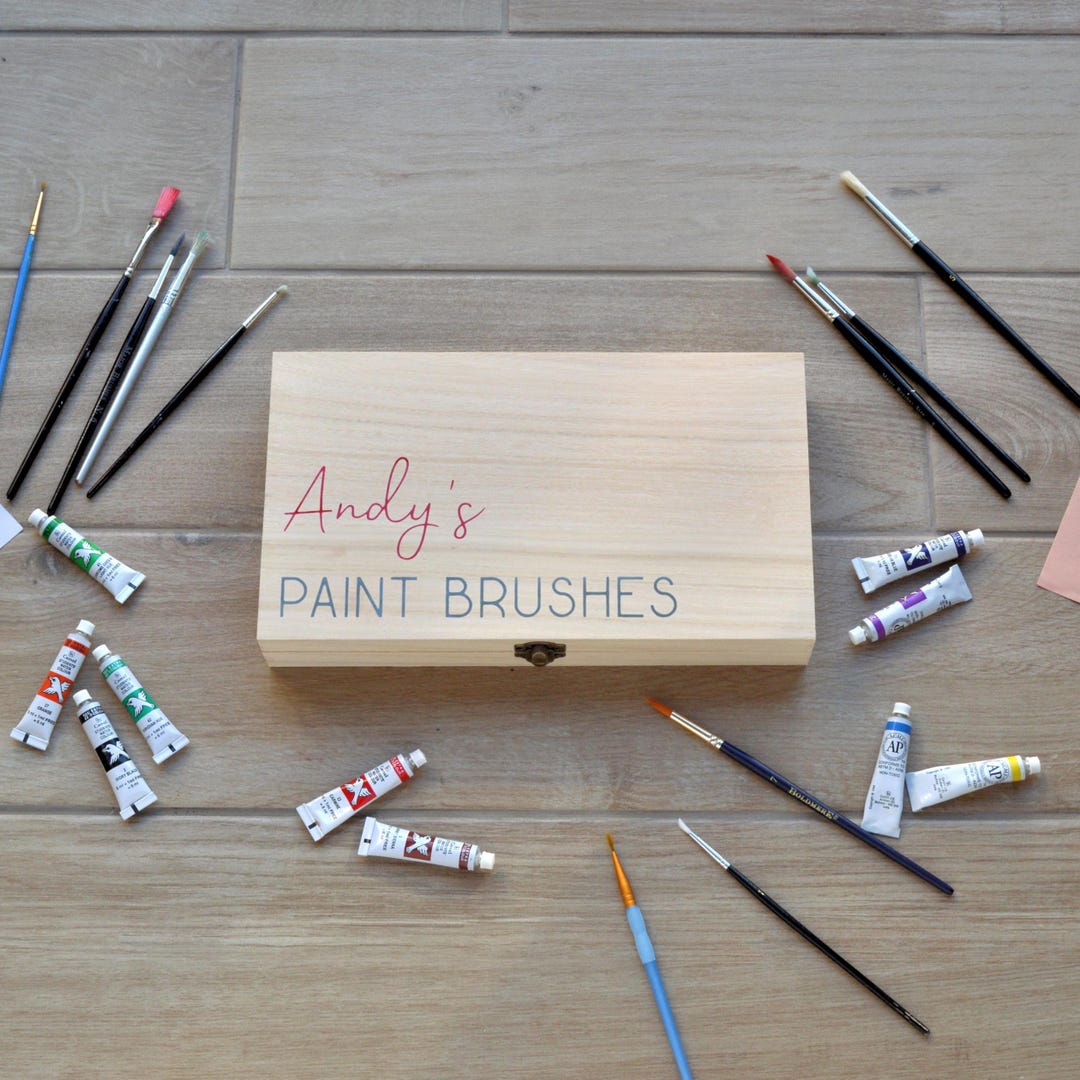 Personalised Paint Brush Storage Box - Etsy