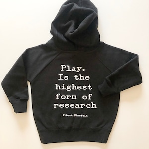 Black Einstein PLAY. Quote Hoodie - Etsy