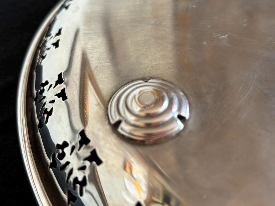 Birks Silver Plated Tray With Button Feet, Open Work, Engraved Design ...