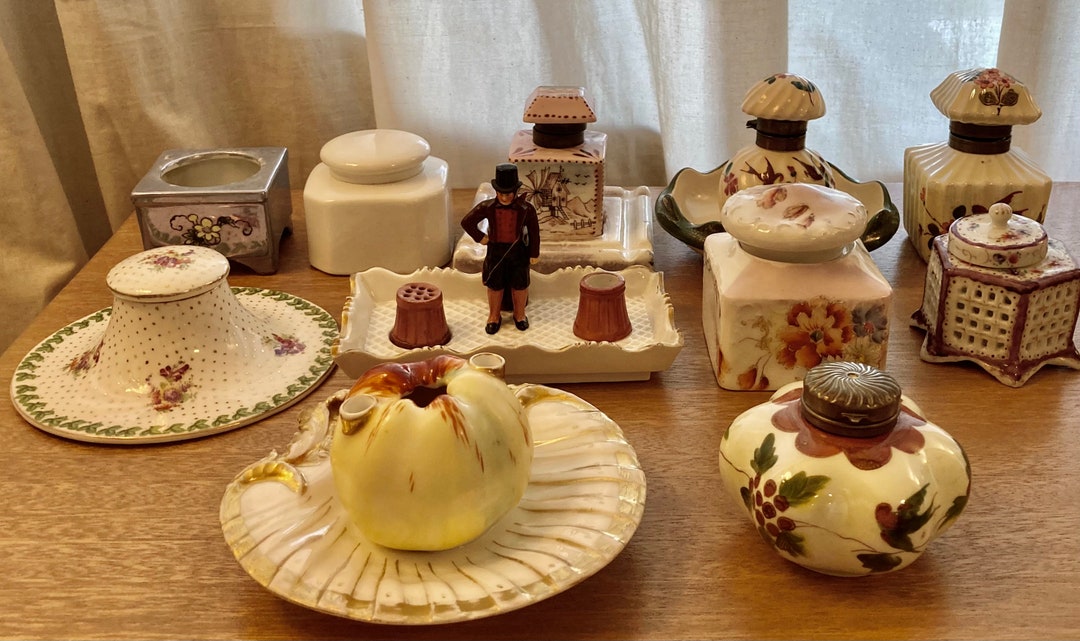 13 Vintage and Antique Porcelain Inkwells. Most Are Victorian Era. - Etsy