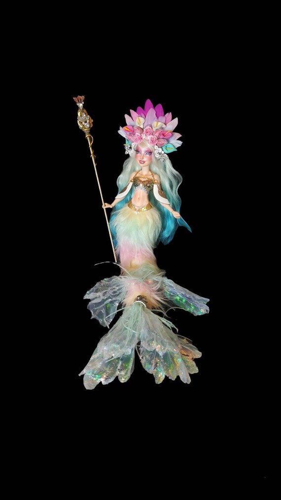 Seline the Rainbow Mermaid OOAK Custom Doll Repaint - Etsy