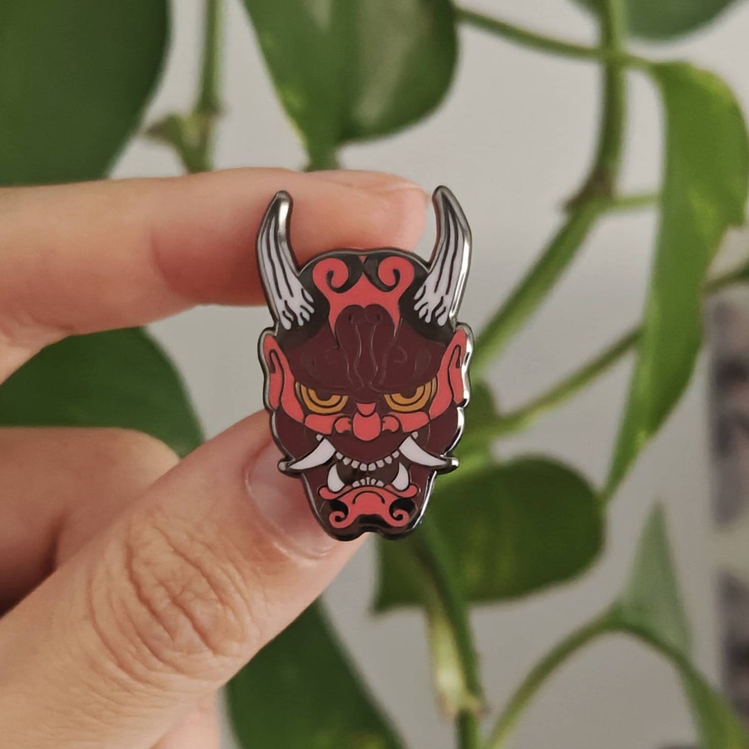 Oni Mask HARD ENAMEL PIN Japanese Collection Black Nickel - Etsy