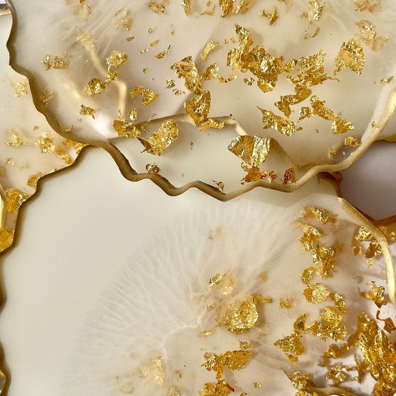 White Gold Edge Coasters - Etsy