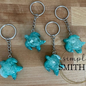 Turtle Keychain Sea Turtle Keychain Resin Glitter Keychain - Etsy