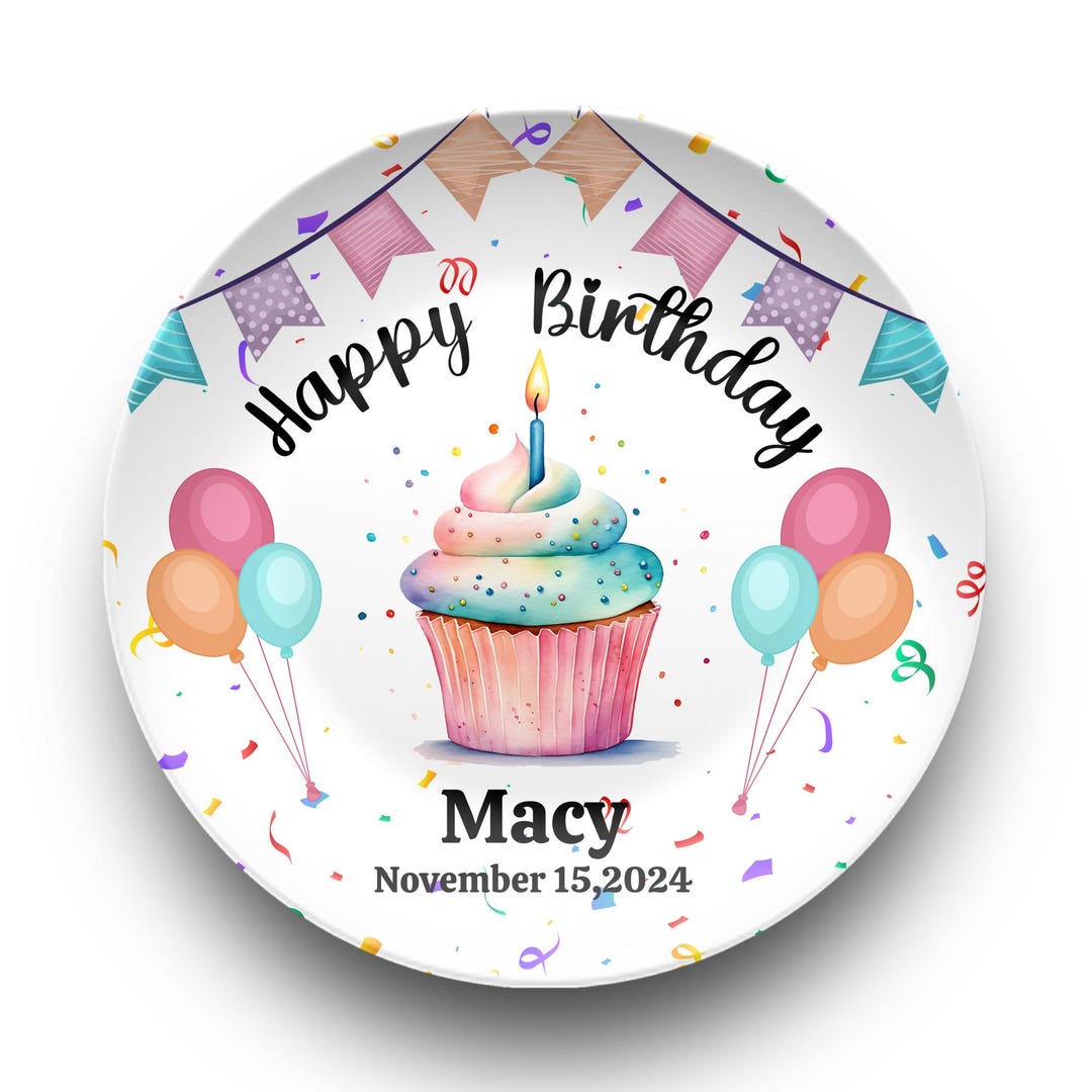 Personalized Happy Birthday Cake Plates, Custom Birthday Party Plates ...