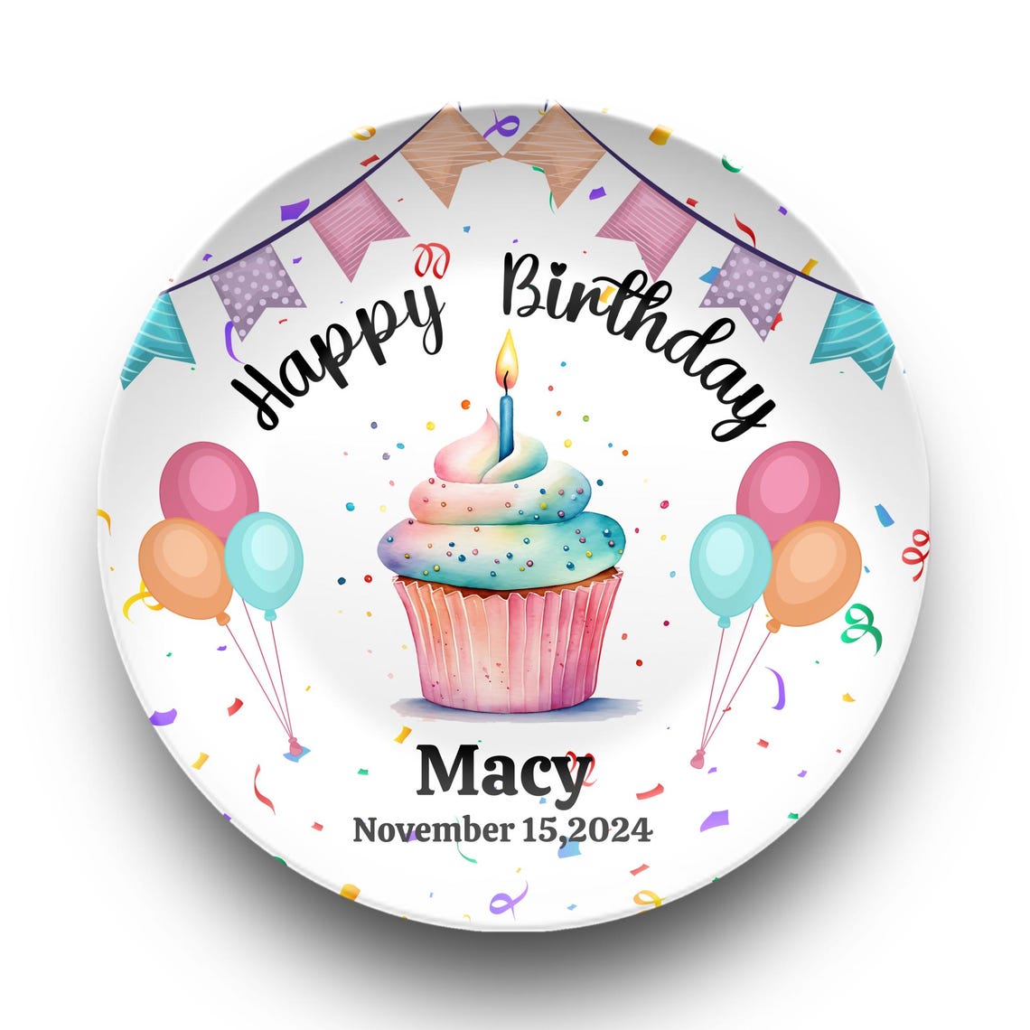 Personalized Happy Birthday Cake Plates, Custom Birthday Party Plates ...