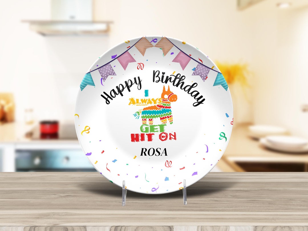 Personalized Spanish Hispanic Pinata Birthday Cake Plates, Custom ...