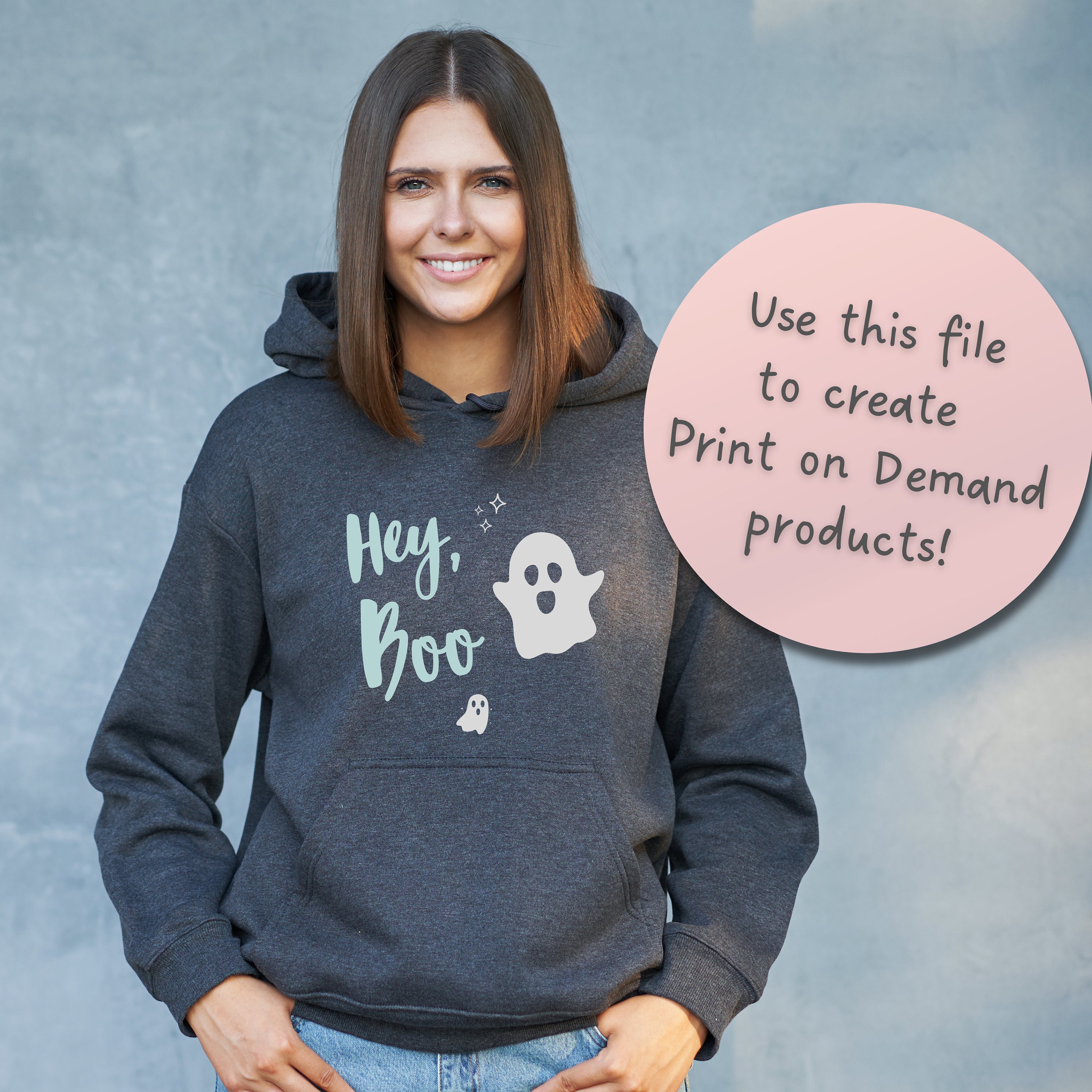 Digital hey Boo Ghost SVG PNG Graphics for Print on Demand - Etsy