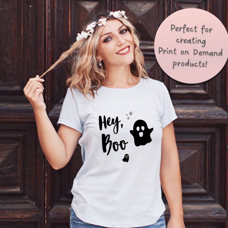 Digital hey Boo Ghost SVG PNG Graphics for Print on Demand - Etsy
