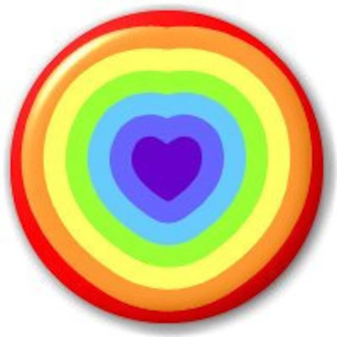 Rainbow Heart Pin Button Badge - Etsy Denmark