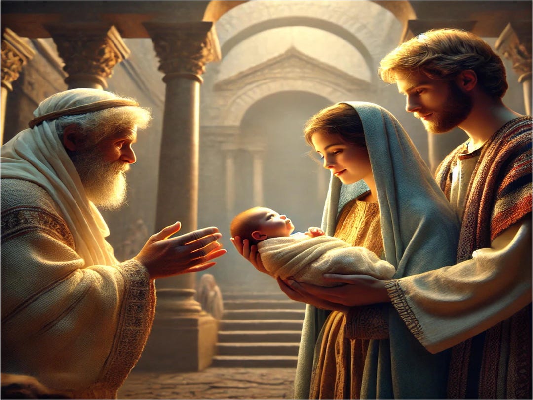 Holy Family Presentation at the Temple. Mary and Joseph With Jesus ...