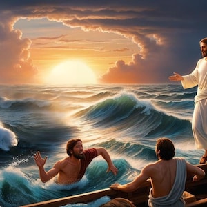 Jesus Walks on Water, Miracles of Jesus, Printable DIY, Bible Verse Art ...