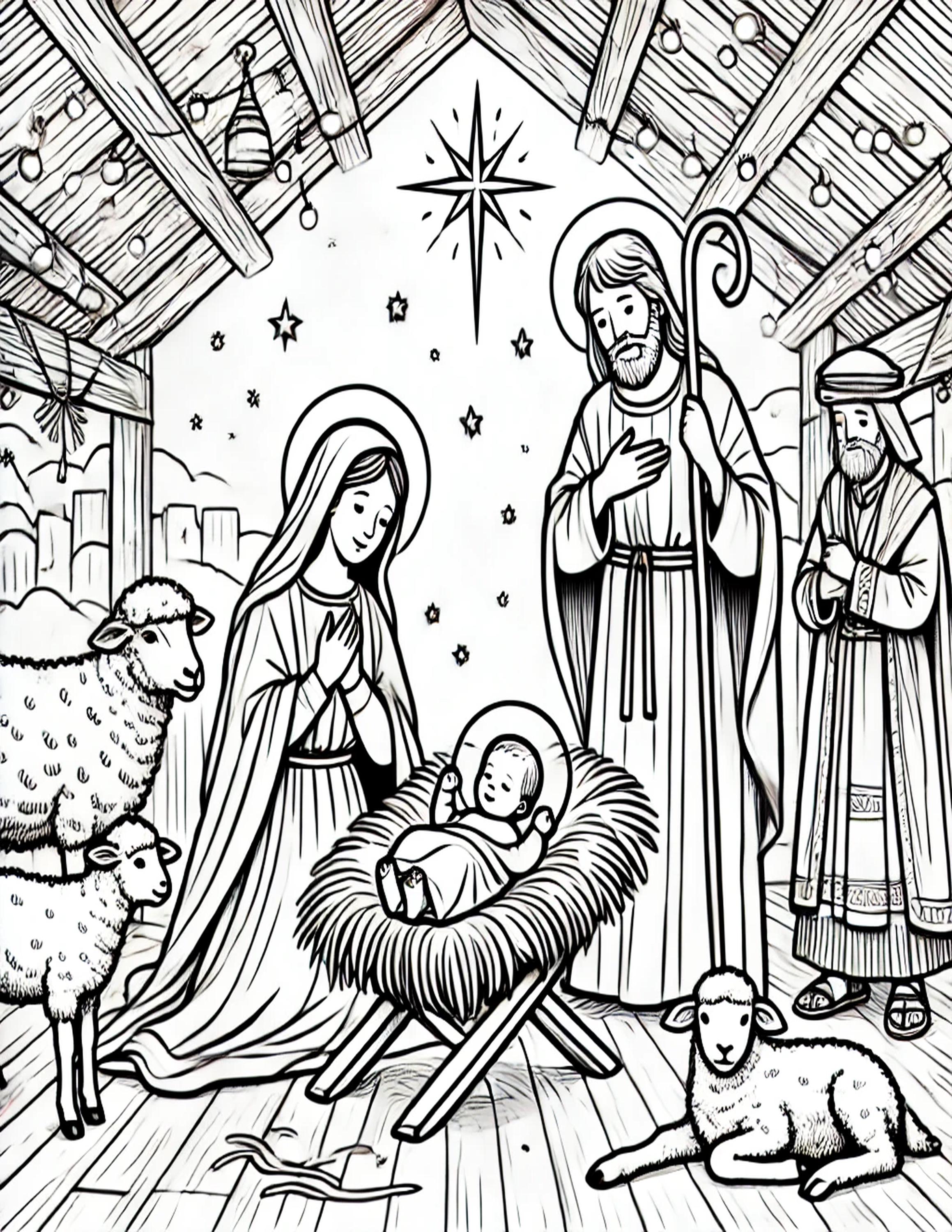Nativity Coloring Pages for Kids: Bible Story Illustrations (printable ...