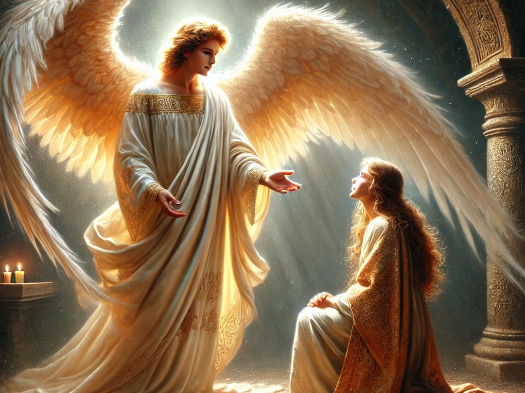 Christian Annunciation Art Print - Angel Gabriel and Virgin Mary ...