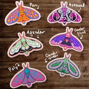 PRIDE Moth Stickers Vol. 2 - Agender, Asexual, Genderqueer, Genderfluid ...