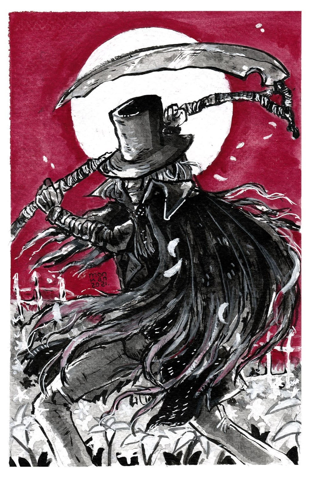 BLOODBORNE ORIGINAL ART 2021 - First Hunter Gehrman - (appr. A5, 8 X 6 ...