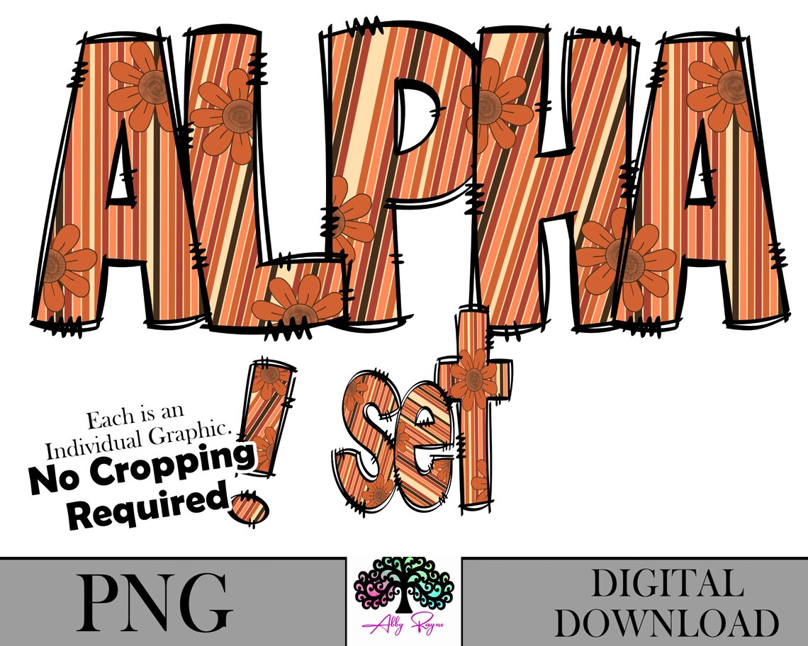 Retro Alpha Set PNG Doodle Sublimation Alphabet Letters - Etsy