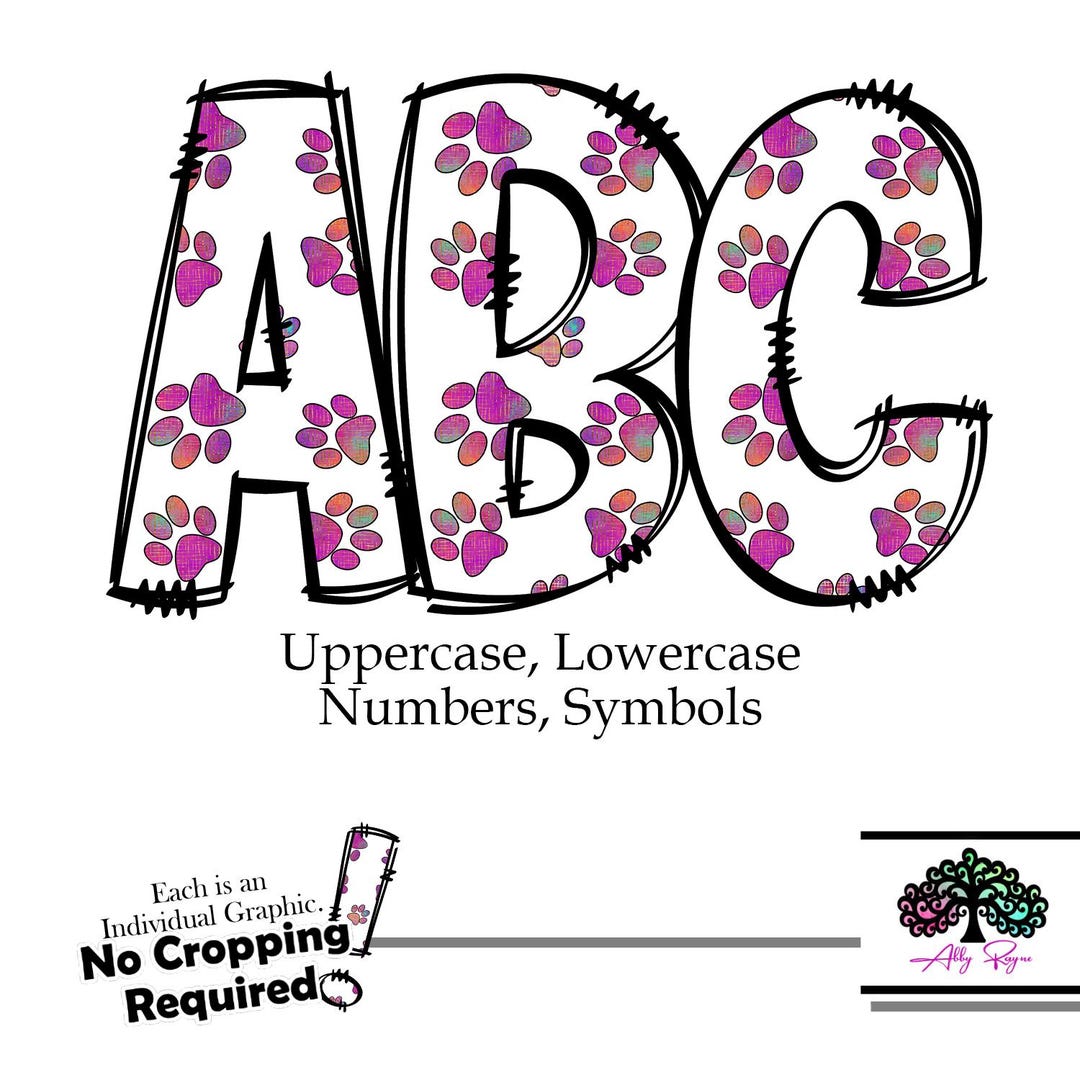 Paw Print Alphabet PNG, Pet Lover Digital Letters & Numbers, Dog and ...