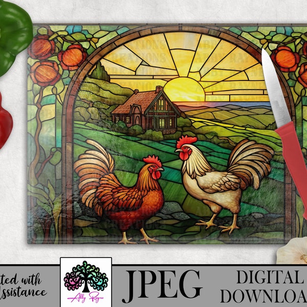 Stained Glass Chickens Etsy