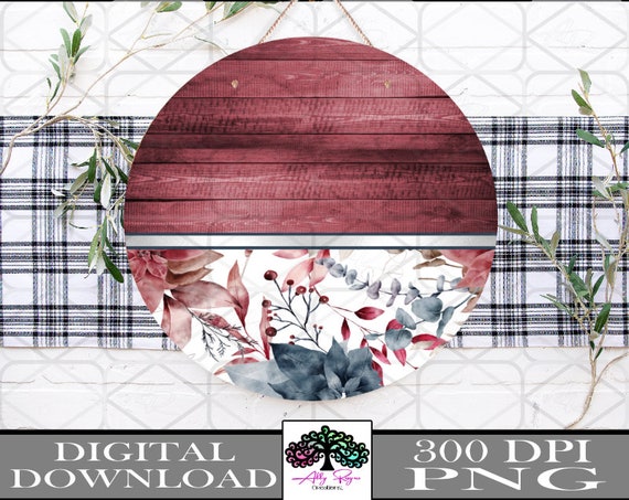Watercolor Floral Round Door Hanger Digital Design Sublimation - Etsy
