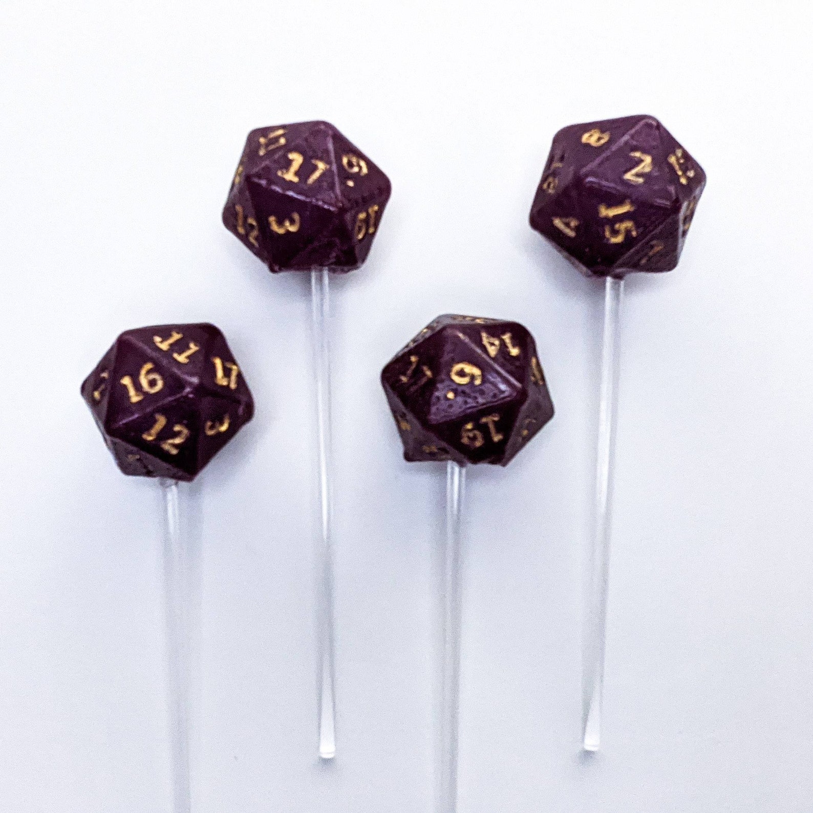 D20 Dice Lollipop Set of 4 - Board Game/ D&D Party Themed Birthday ...