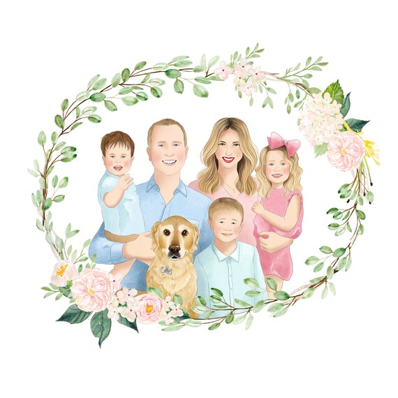 Cartoon Family Of 6 People