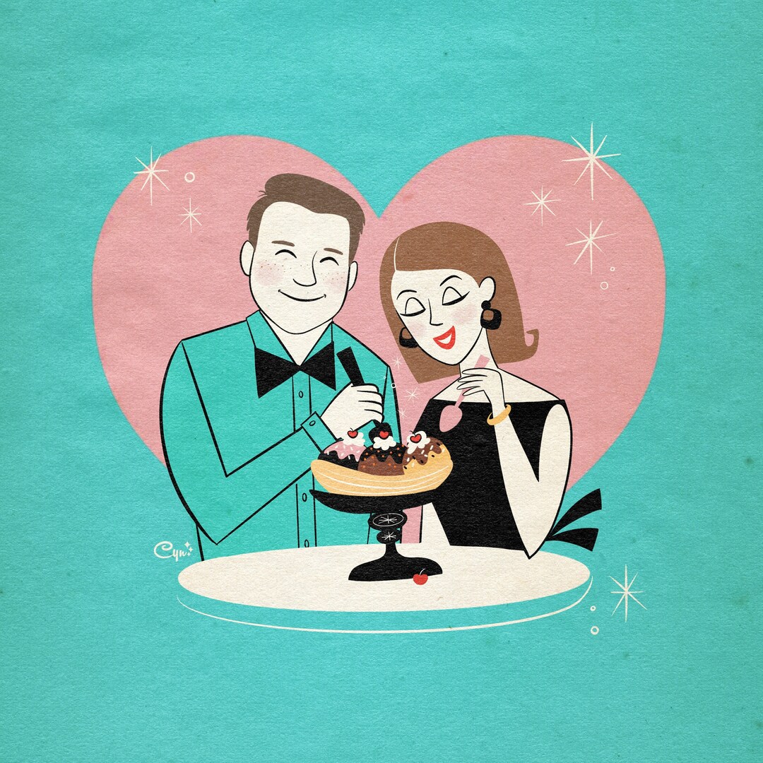 Valentine’s Day Portrait of Couple Includes 2 People; Midcentury Modern ...