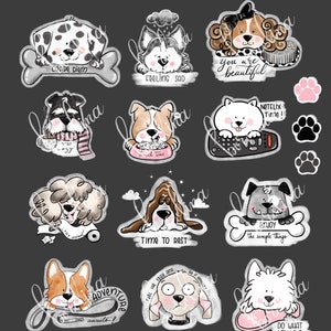 Digital Clipart, Dogs Clipart, Dog Stickers, Cute Dogs, Clever Dogs ...