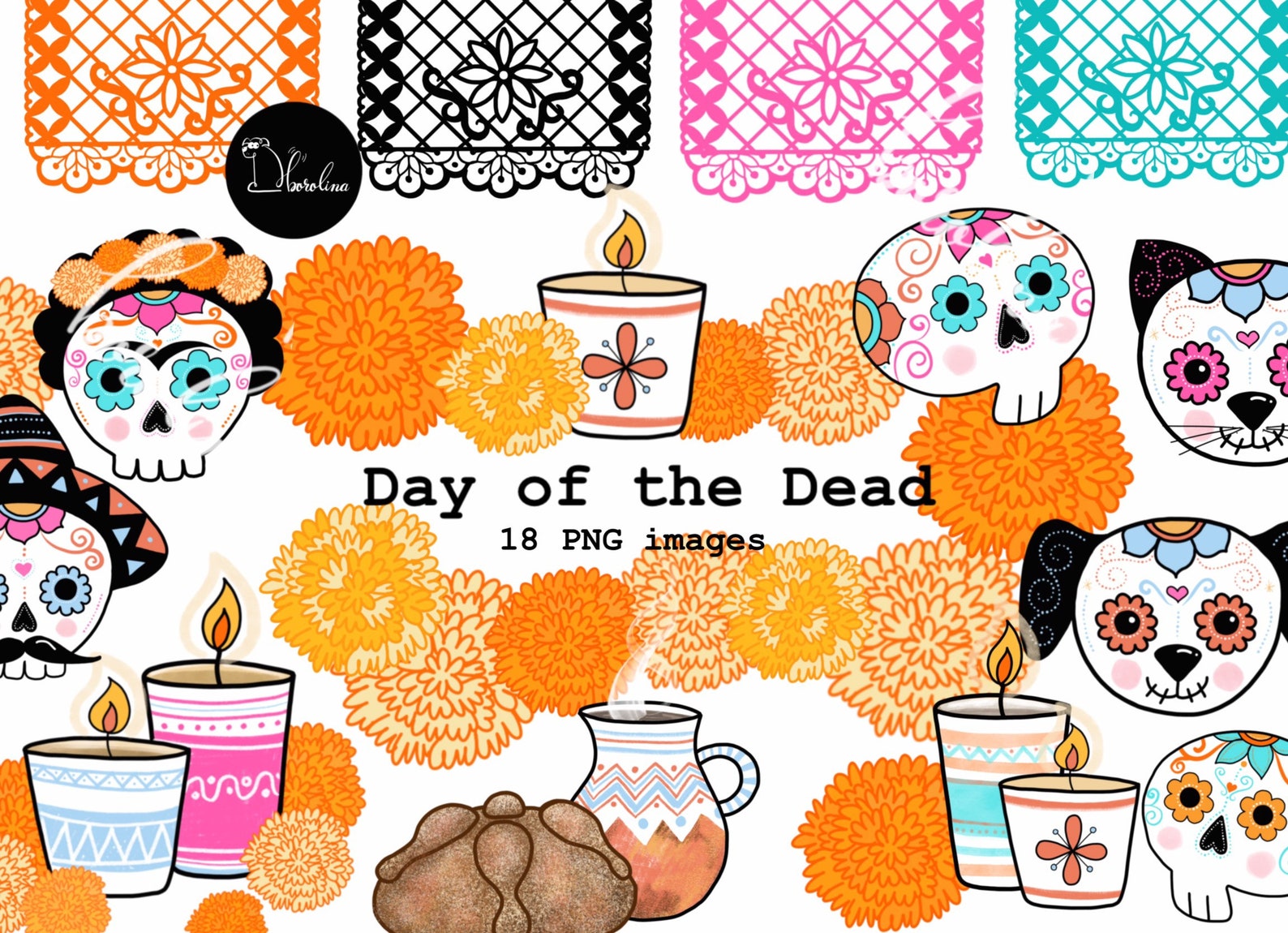 Day of the Dead Stickers Digital Stickers Sugar Skull - Etsy