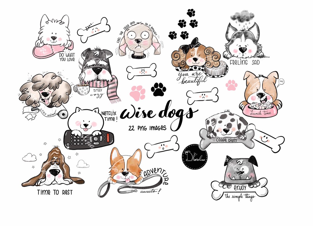 Digital Clipart, Dogs Clipart, Dog Stickers, Cute Dogs, Clever Dogs ...