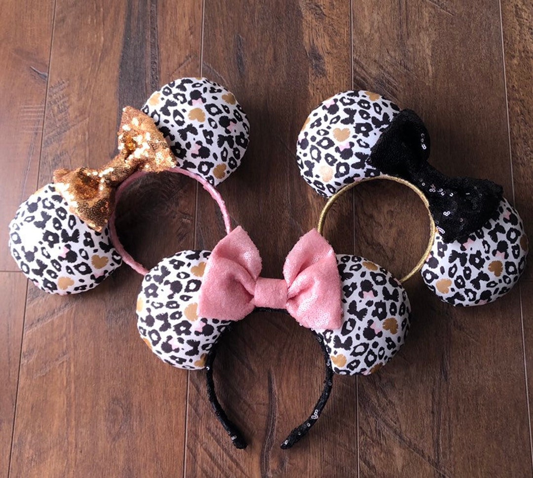 Leopard Minnie Mouse Ears | Animal Print Minnie Ears | Pink and Black ...