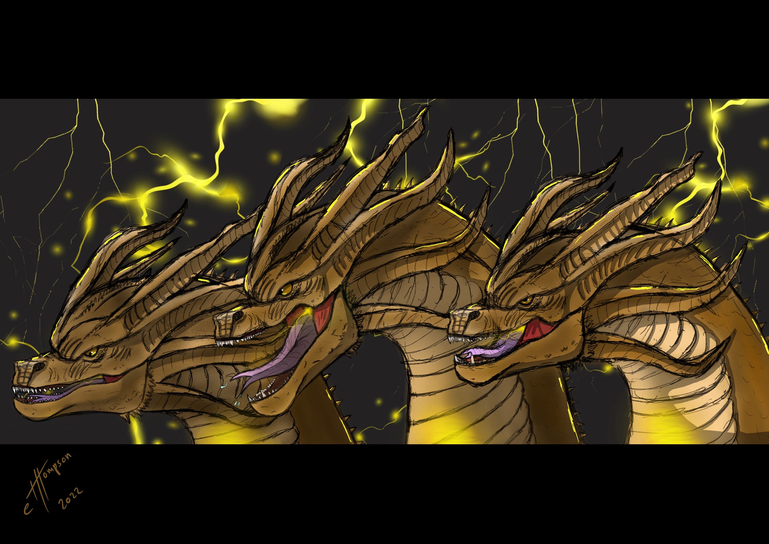 King Ghidorah 2019 Digital Art - Etsy