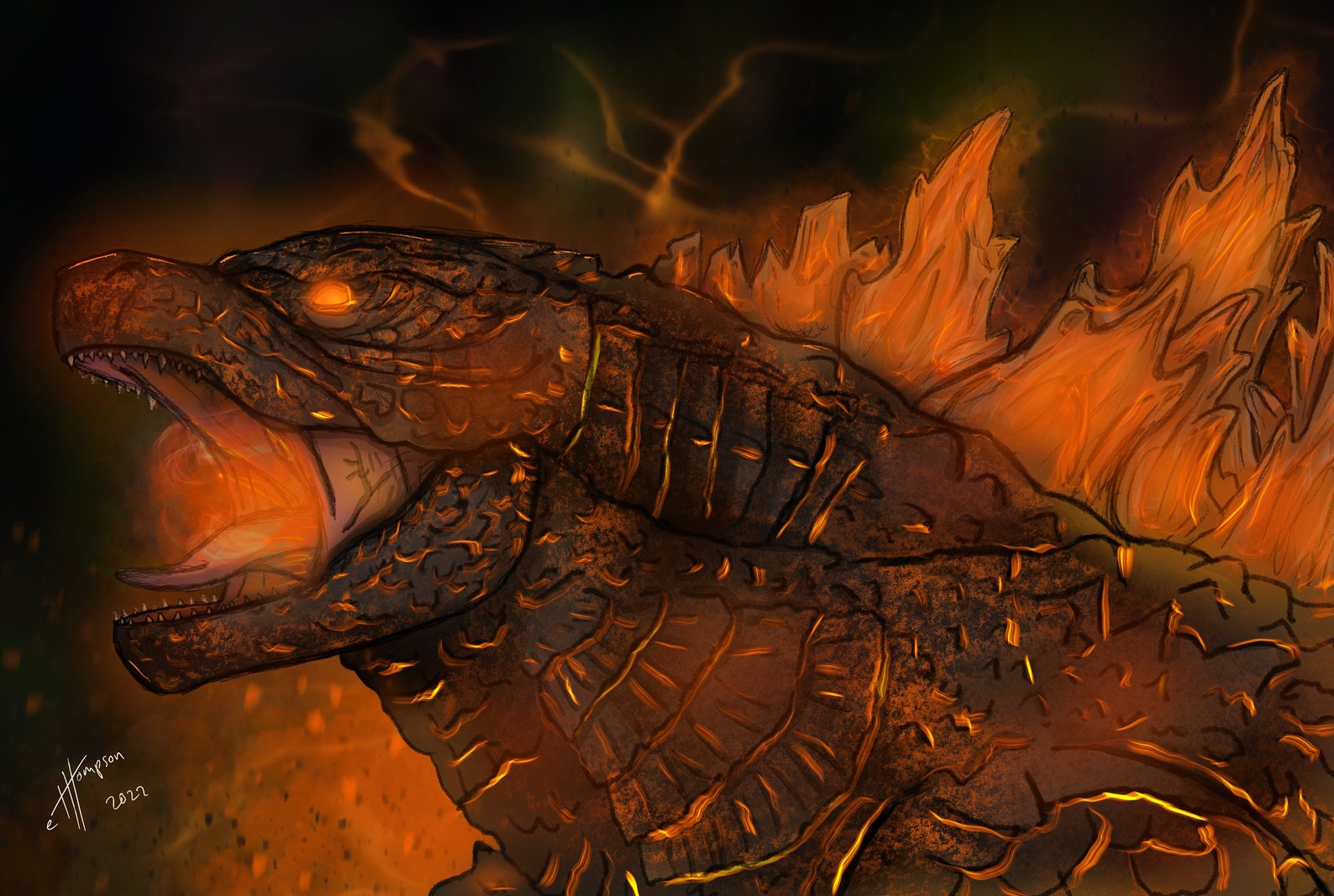 2019 Burning Godzilla Fan Art - Etsy