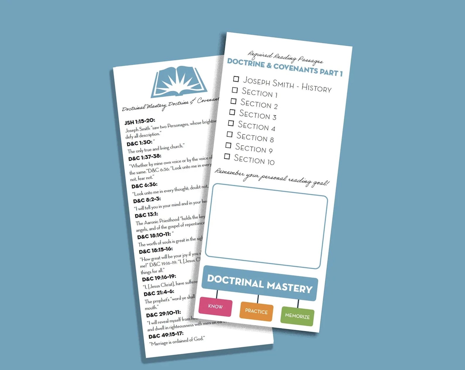 Doctrinal Mastery Latter Day Saint Seminary Bookmark - D&C Part 1 and 2 ...