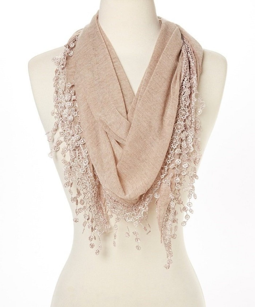 Women Lightweight Flower Lace Silk Scarf Knit Cotton Blend Fringe Scarf ...