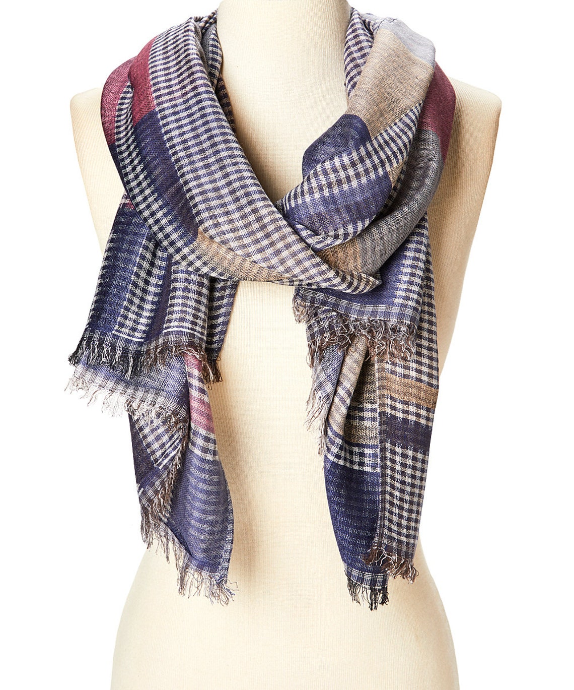 Plaid Patchwork & Gingham Block Raw Edge Light Weight Scarf - Etsy